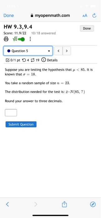 Solved Done myopenmath.com АА С Done HW 9.3,9.4 Score: | Chegg.com