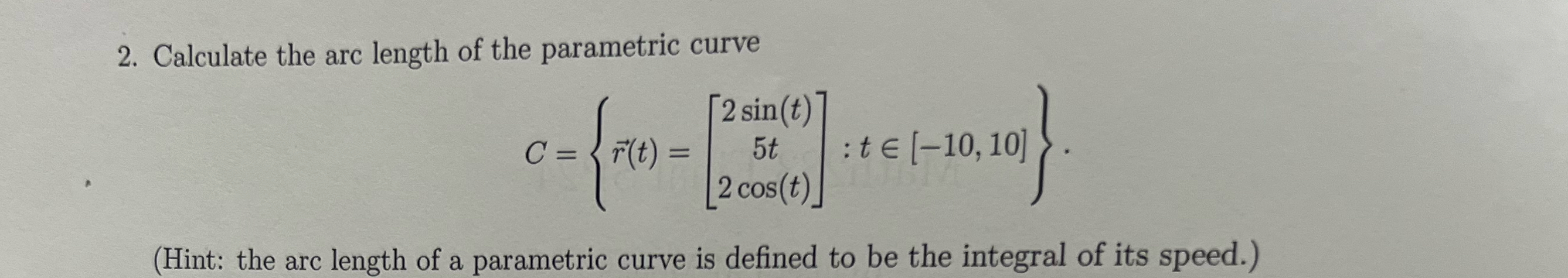 Solved Calculate the arc length of the parametric | Chegg.com