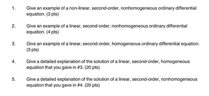 Solved 1 Give An Example Of A Non Linear Second Order