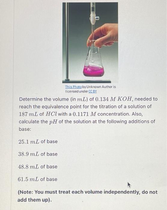 Solved Determine the volume (in mL ) of 0.134MKOH, needed to | Chegg.com