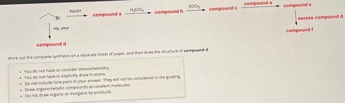 Solved Br Mg, ether . compound d NaOH compound a H₂CRO4 | Chegg.com