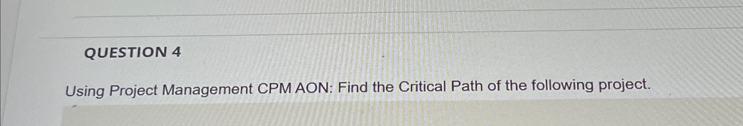 Solved QUESTION 4Using Project Management CPM AON: Find the | Chegg.com