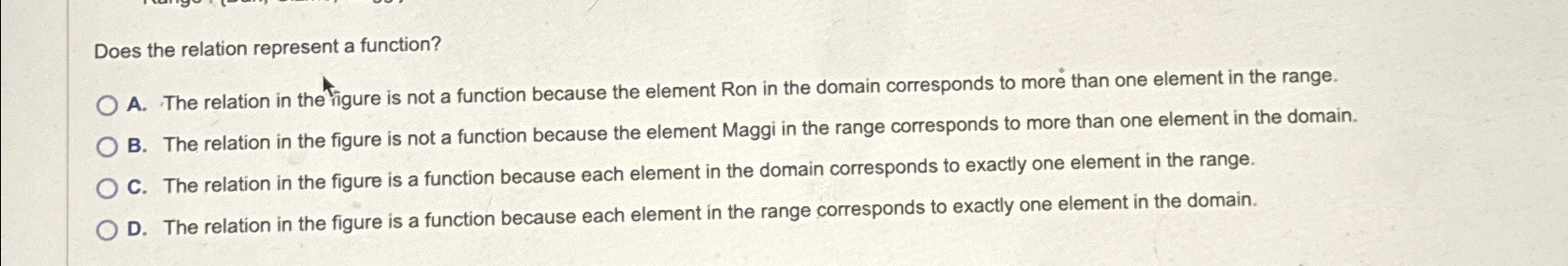 Solved Does the relation represent a function?A. ﻿The | Chegg.com