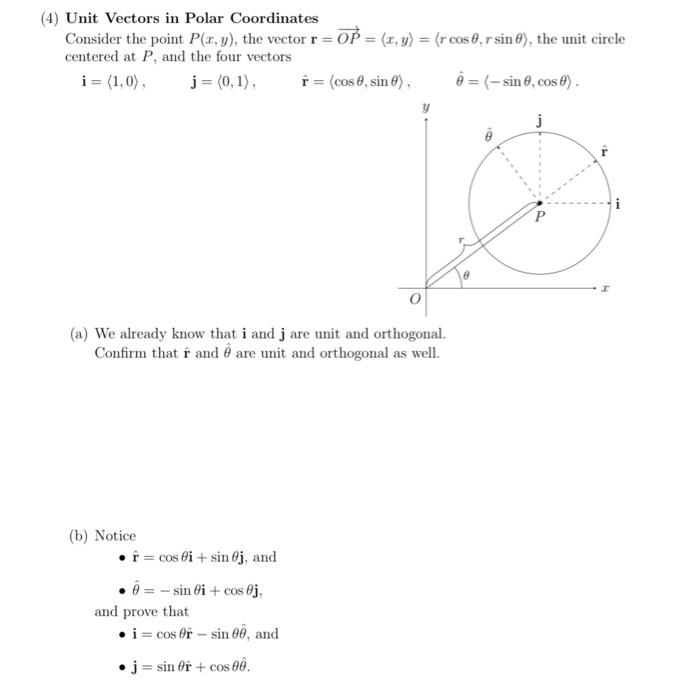 Solved (4) Unit Vectors in Polar Coordinates Consider the | Chegg.com