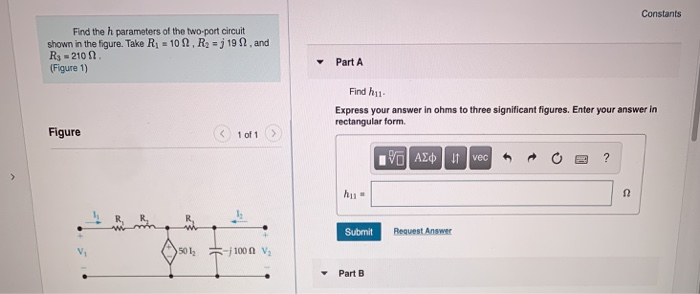 Solved Constants Find the h parameters of the two port | Chegg.com