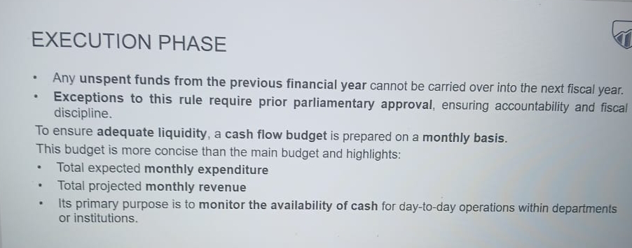 Solved EXECUTION PHASEAny unspent funds from the previous | Chegg.com