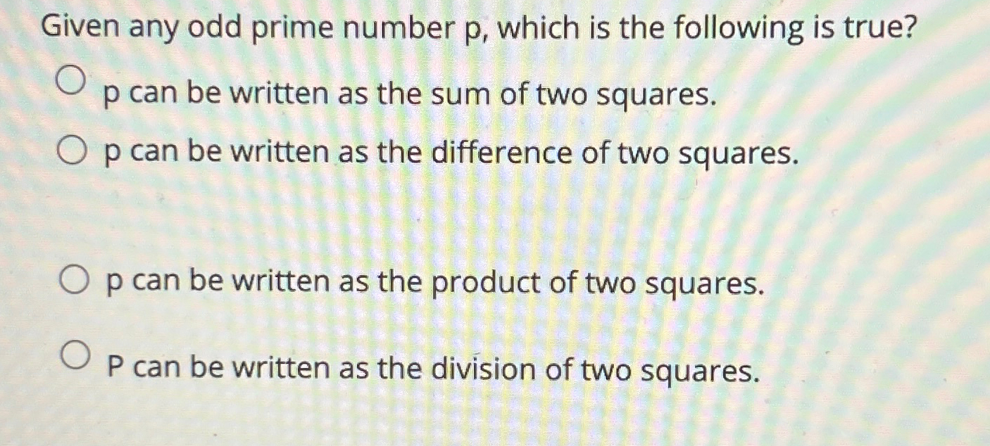 Solved Given any odd prime number p, ﻿which is the following | Chegg.com