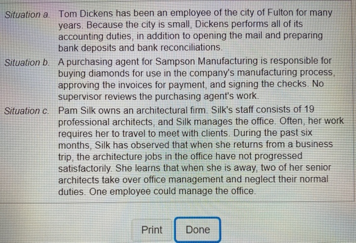 Solved Fach of the following situations reveals an internal | Chegg.com