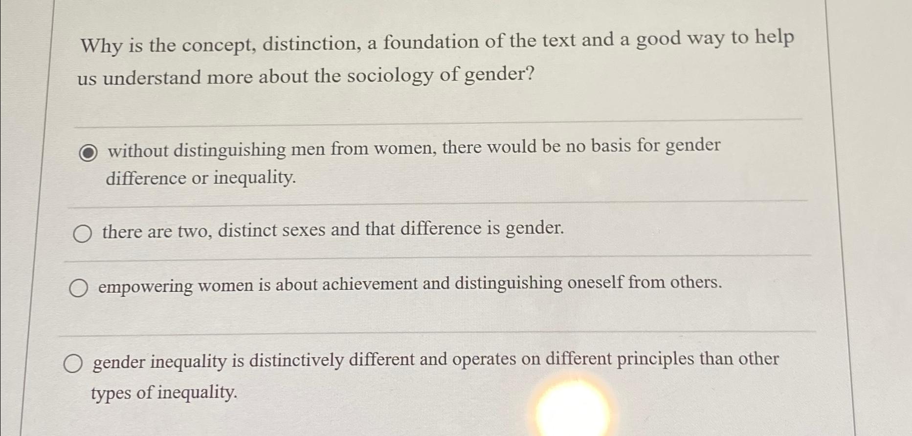 Solved Why is the concept, distinction, a foundation of the | Chegg.com