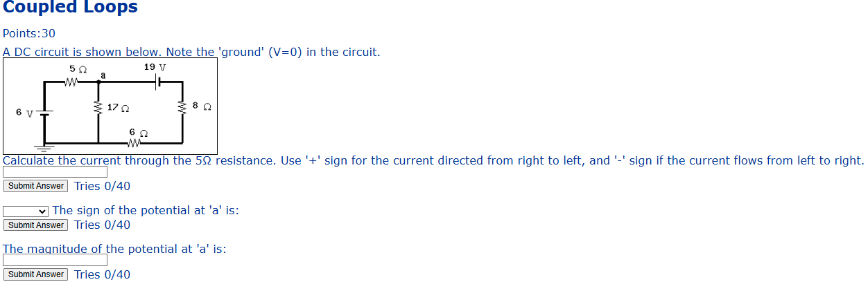 Solved Coupled LoopsPoints:30A DC circuit is shown below. | Chegg.com