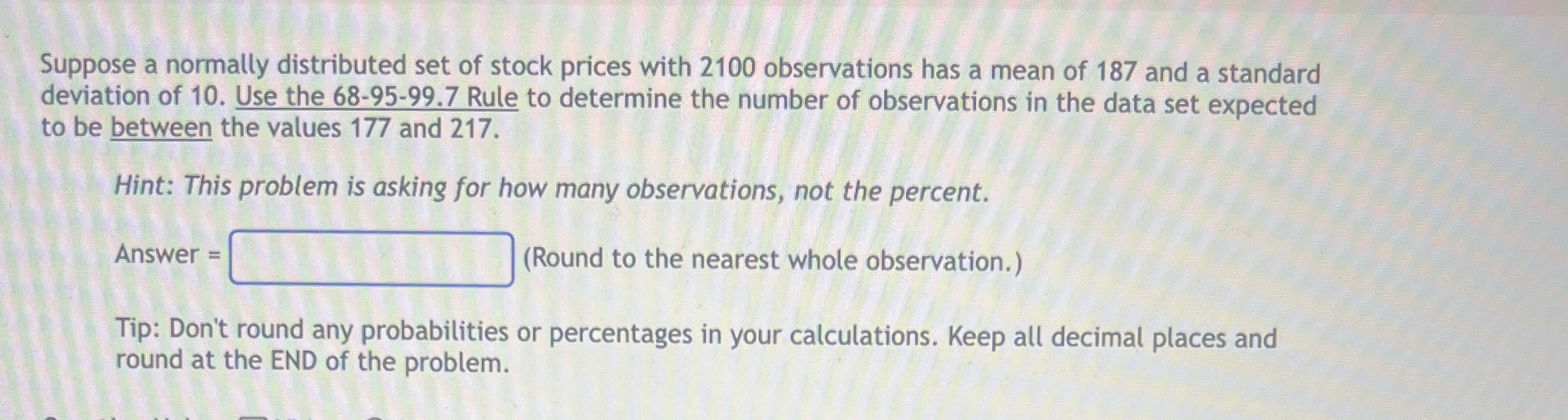 Solved Suppose a normally distributed set of stock prices | Chegg.com