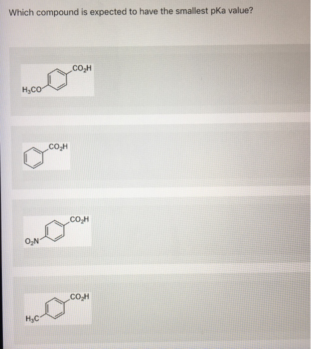 Solved Which compound is expected to have the smallest pKa | Chegg.com