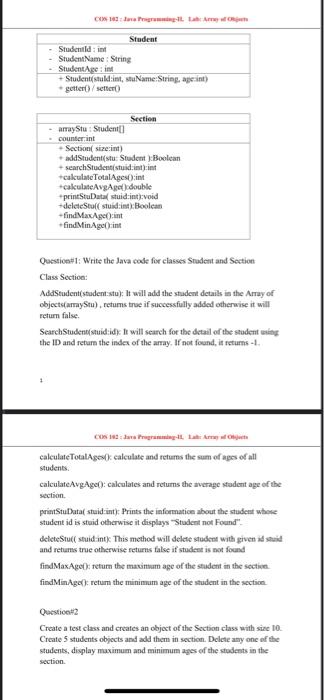 Solved Qoestiont1: Write the lava code for clacses Sraderit | Chegg.com