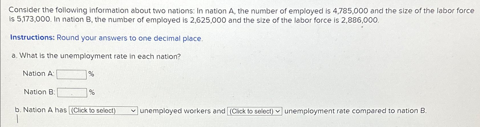 Solved Consider the following information about two nations: | Chegg.com