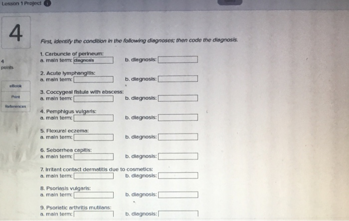 Solved Lesson 1 Project First, identify the condition in the | Chegg.com