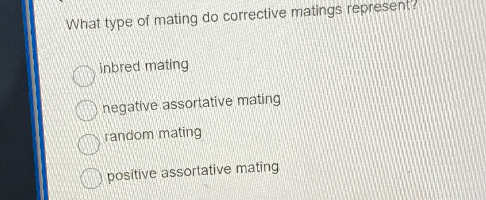 What type of mating do corrective matings | Chegg.com