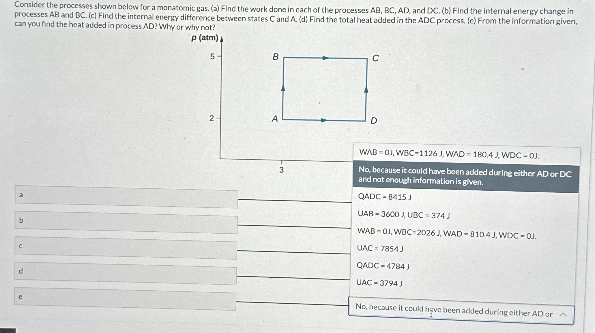 Consider the processes shown below for a monatomic | Chegg.com