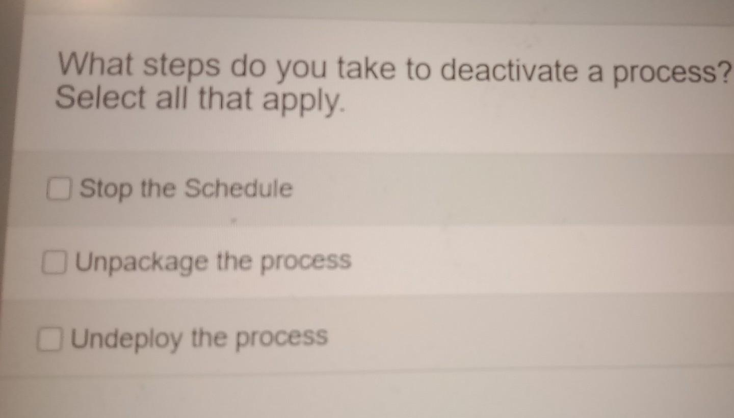 Solved What steps do you take to deactivate a process? | Chegg.com