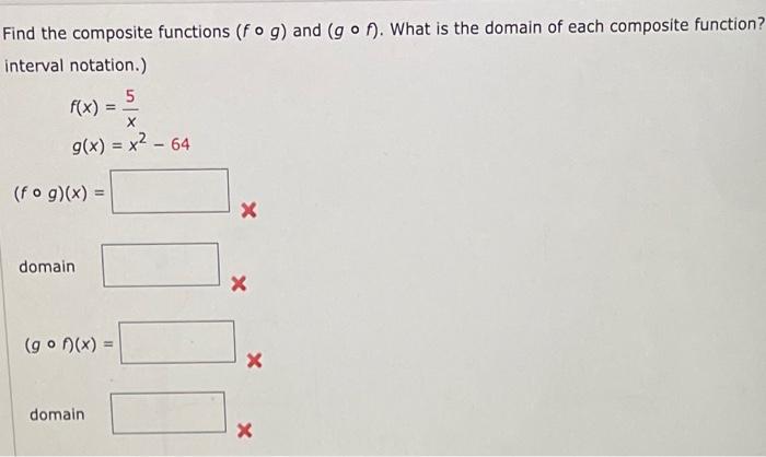 Solved Find the composite functions (f∘g) and (g∘f). What is | Chegg.com