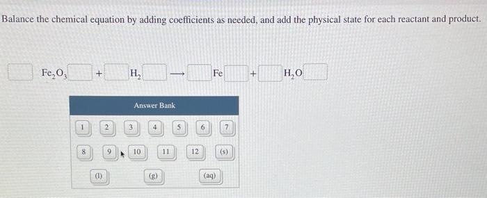 Solved Balance the chemical equation by adding coefficients | Chegg.com
