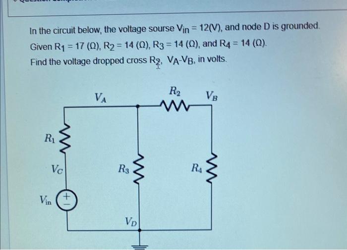 Solved In the circuit below, the voltage sourse Vin =12(V), | Chegg.com