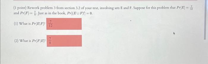 Solved (1 point) Rework problem 3 from section 3.2 of your | Chegg.com