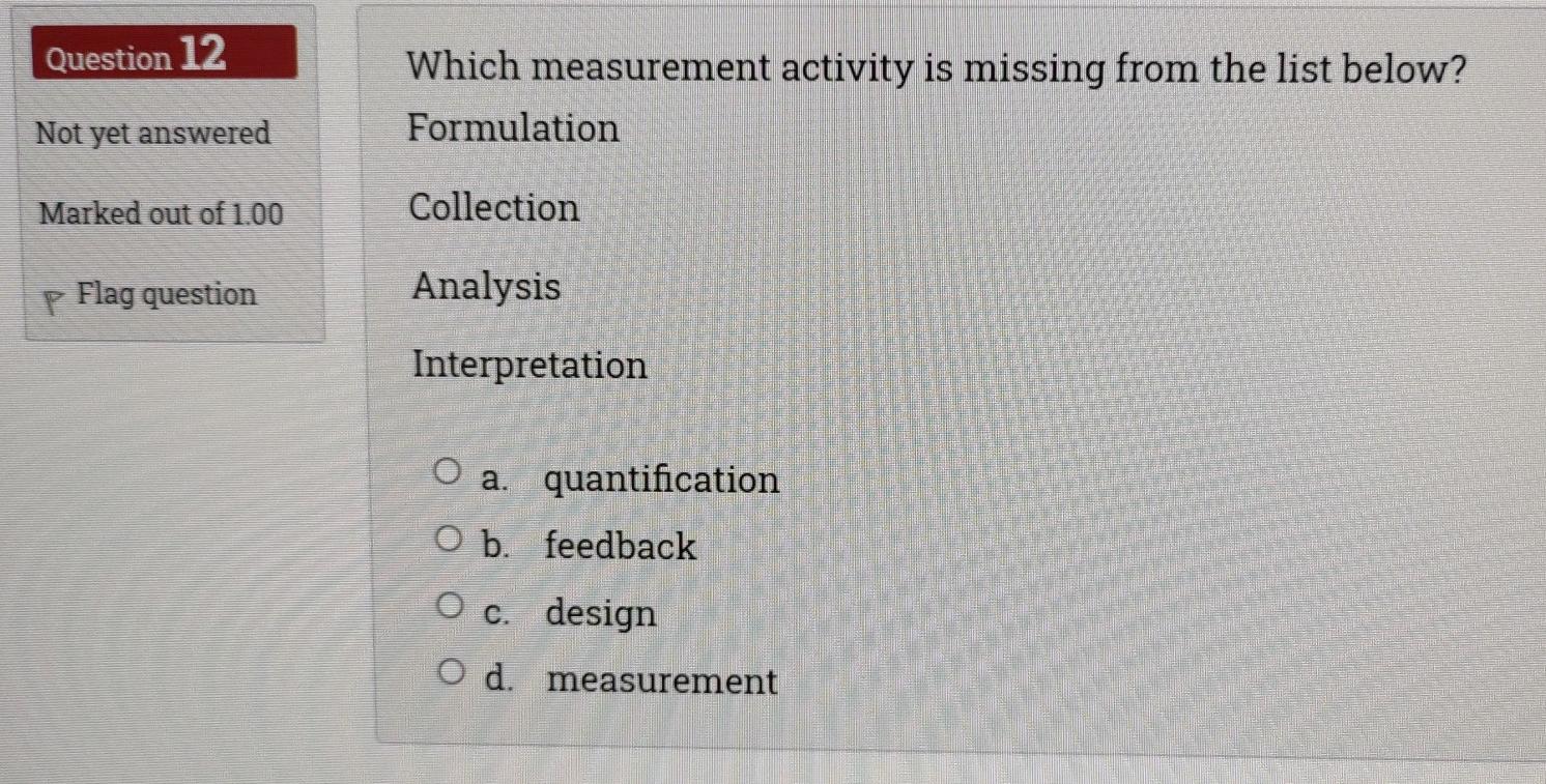 Solved Question 12 Which measurement activity is missing | Chegg.com