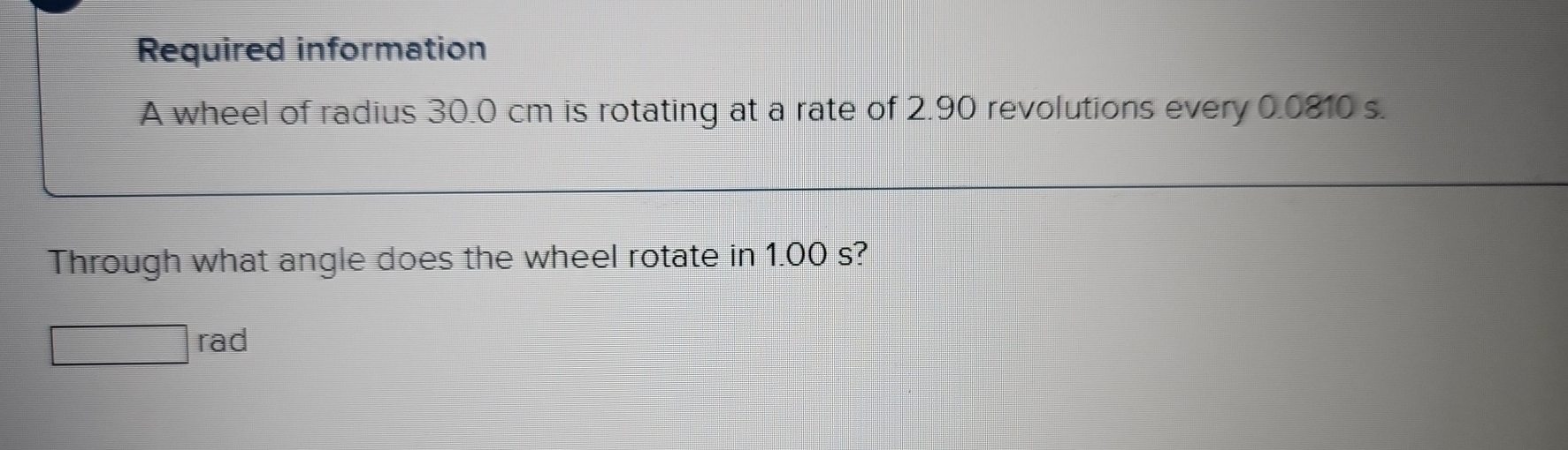 Solved Required informationA wheel of radius 30.0 ﻿cm is | Chegg.com