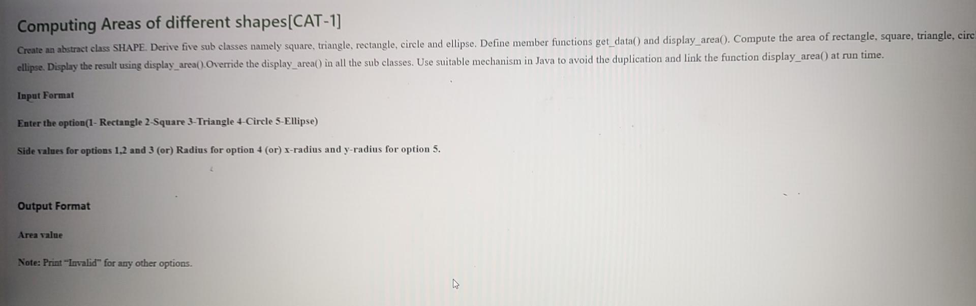 Solved Computing Areas of different shapes[CAT-1] Create an | Chegg.com