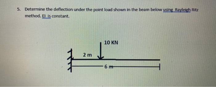 Solved 5. Determine the deflection under the point load | Chegg.com