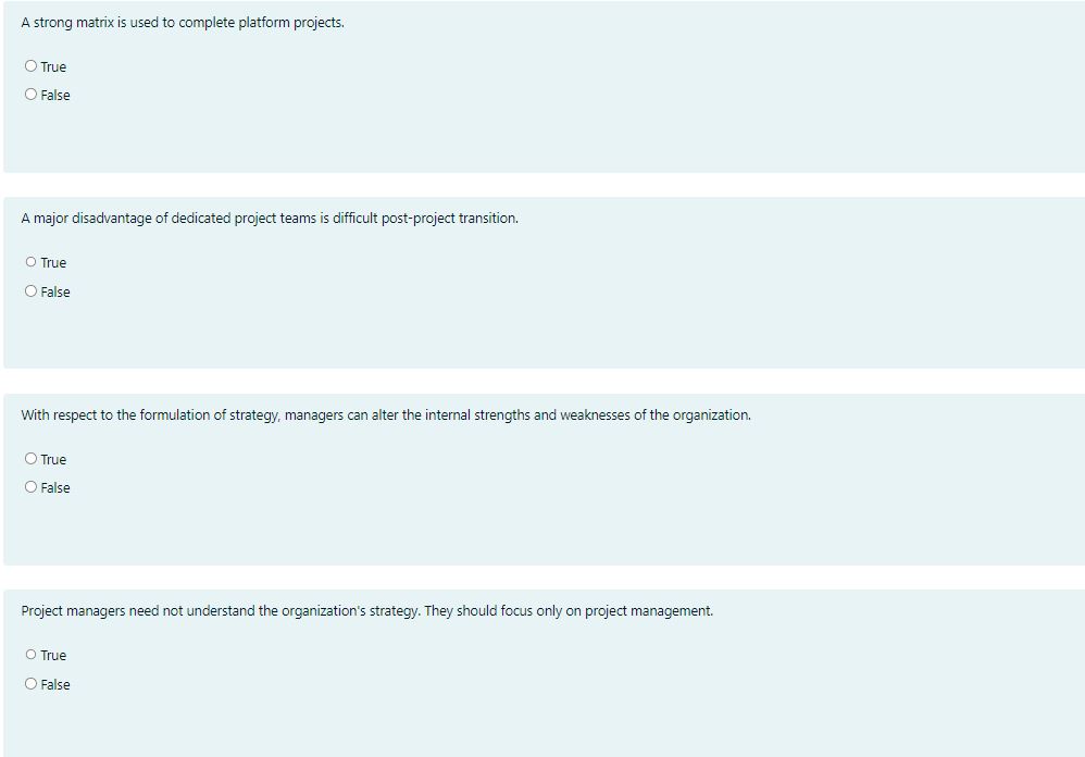 Solved A strong matrix is used to complete platform | Chegg.com