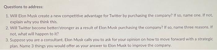 Solved *Business StrategyDoes Elon Musk create a competitive | Chegg.com