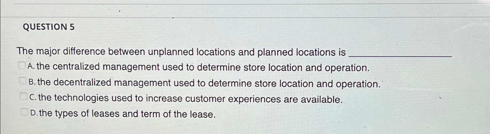 Solved QUESTION 5The major difference between unplanned | Chegg.com
