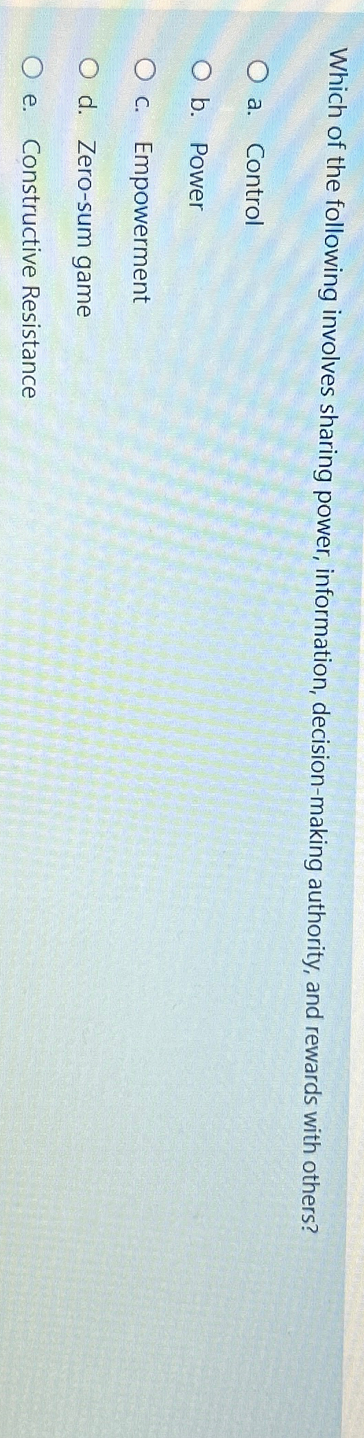 Solved Which of the following involves sharing power, | Chegg.com