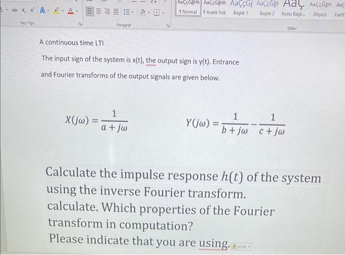 Solved A continuous time LTI The input sign of the system is | Chegg.com