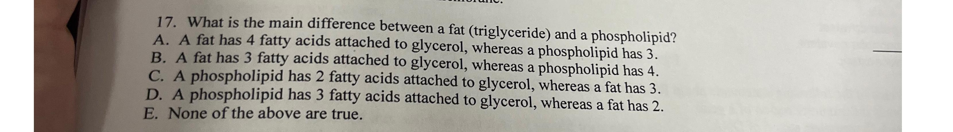 Solved What is the main difference between a fat | Chegg.com