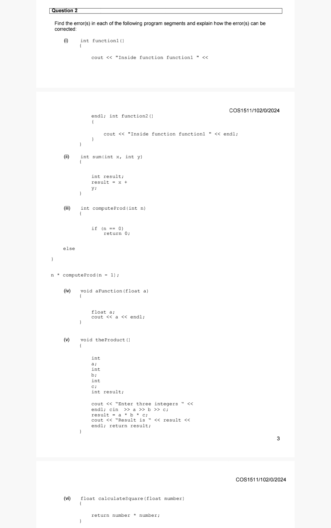 Solved Question 2Find the error(s) ﻿in each of the following | Chegg.com