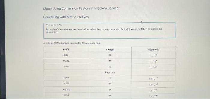 Solved Report - Conversion Factors and Problem Solving | Chegg.com
