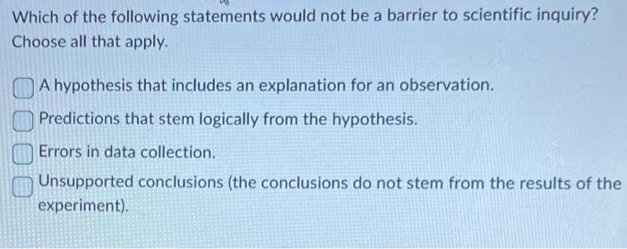 Which of the following statements would not be a | Chegg.com