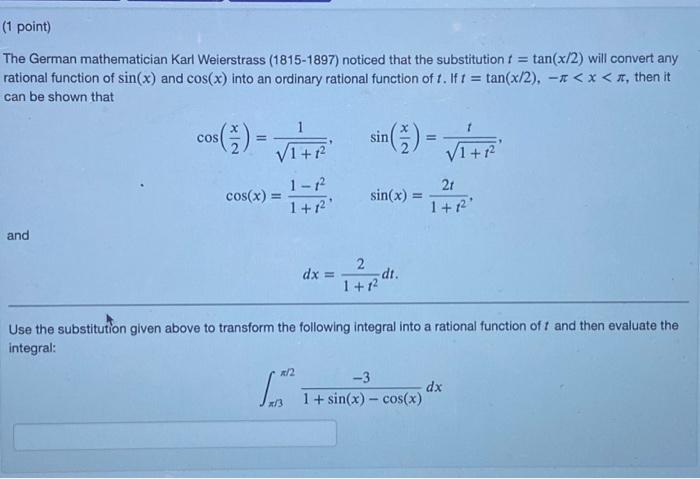 Solved The German mathematician Karl Weierstrass (1815-1897) | Chegg.com