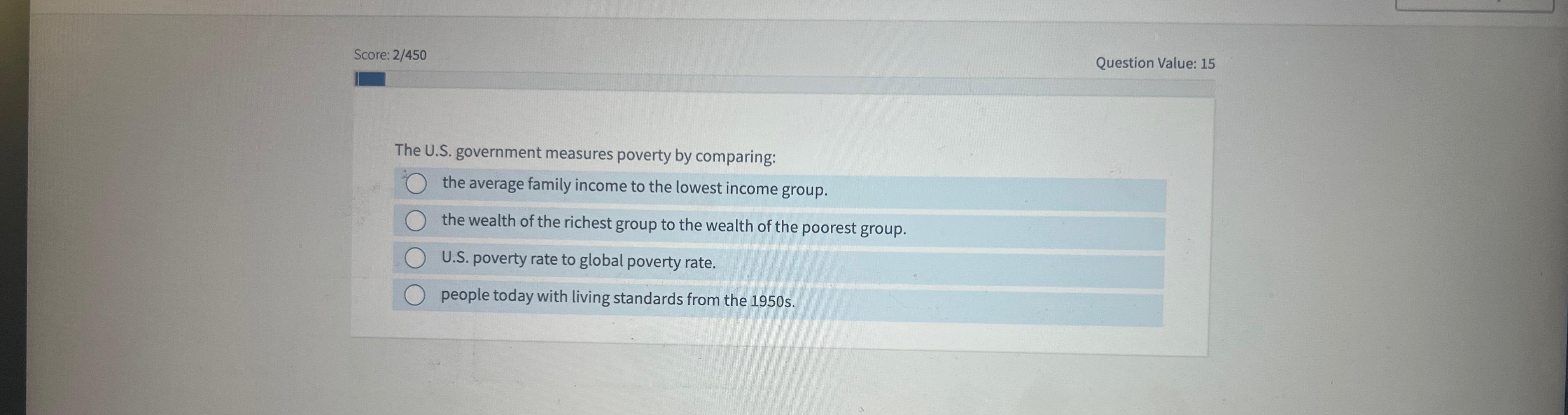 Solved Score: 2450Question Value: 15The U.S. government | Chegg.com Solved Score: 2450Question Value: 15The U.S. government | Chegg.com