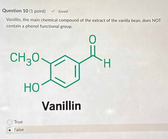 Solved Vanillin, the main chemical compound of the extract | Chegg.com