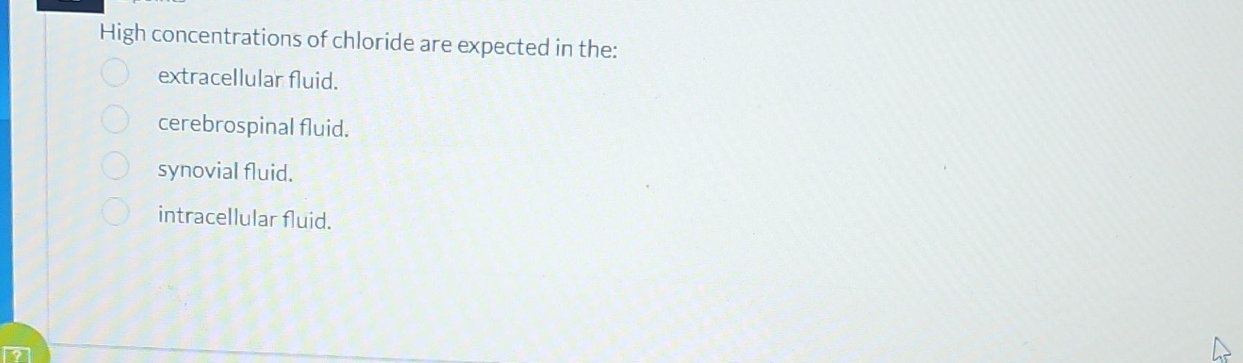 Solved High concentrations of chloride are expected in | Chegg.com