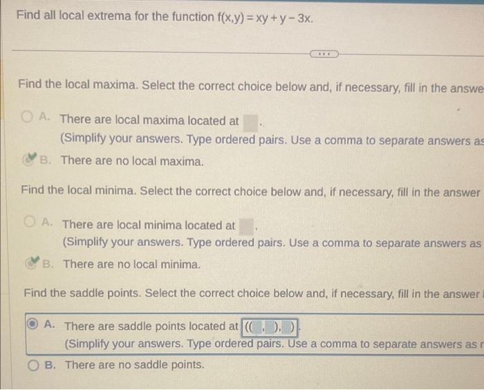Solved Find all local extrema for the function | Chegg.com