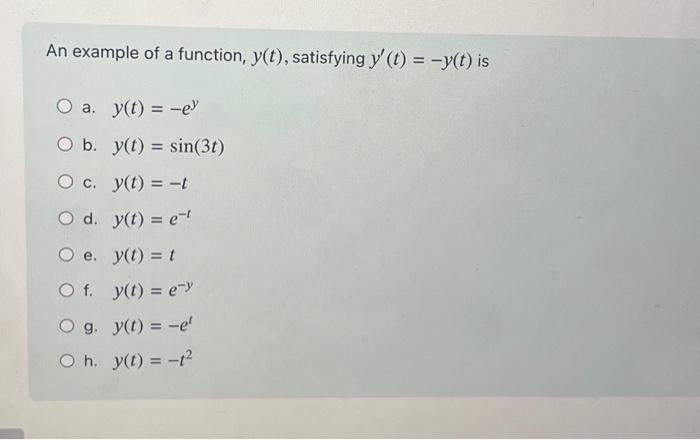 Solved An example of a function, y(t), satisfying y' (t) = | Chegg.com