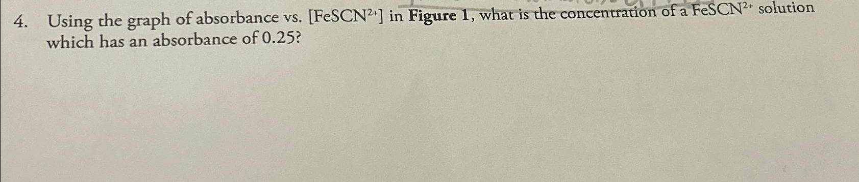 Solved Using the graph of absorbance vs. FeSCN2+ ﻿in Figure | Chegg.com