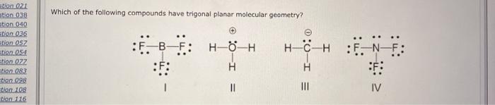 Solved Which of the following compounds have trigonal planar | Chegg.com