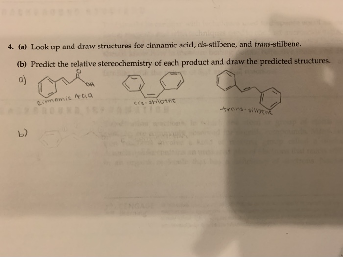 Solved 4. (a) Look up and draw structures for cinnamic acid, | Chegg.com