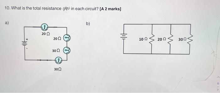 Solved 10. What is the total resistance (R0) in each | Chegg.com