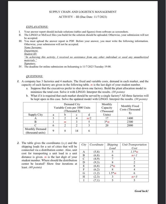 Solved EXPLANATIONS: 1. Your answer report should include | Chegg.com